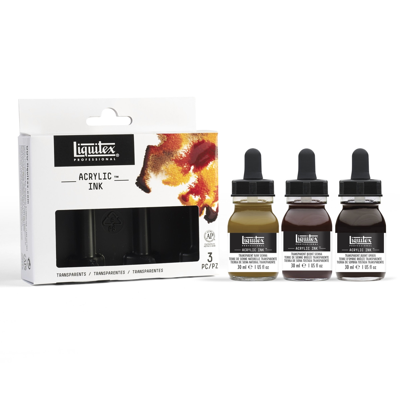 Liquitex Acrylic Ink Transparents 3-set 30 ml | Pen Store